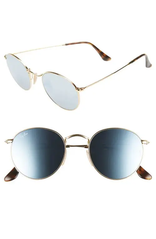 Ray-ban Icons 50mm Round Sunglasses - Gold/ Blue