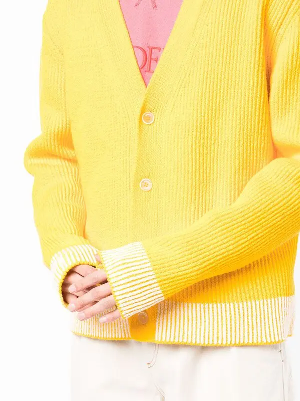 Jacquemus Le Cardigan Limone Ribbed V-Neck Cardigan In Yellow - 47 