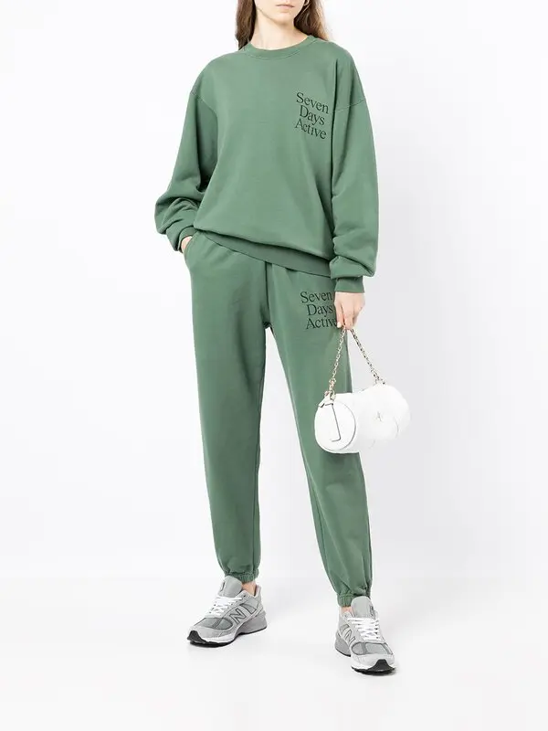 7 DAYS ACTIVE Logo-print Track Pants - Green