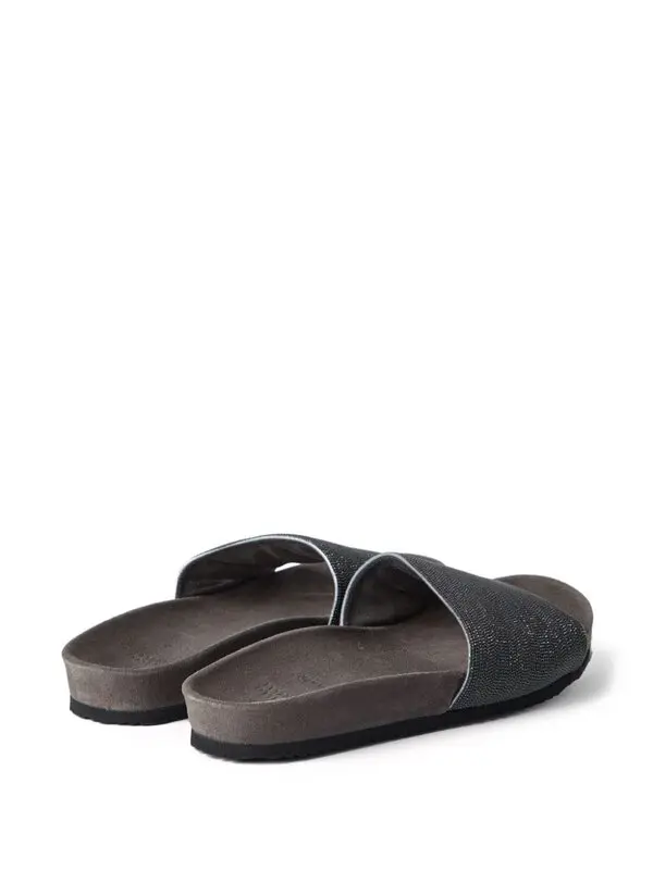 Brunello Cucinelli Monili Embellished Leather Slides
