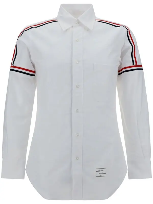 Thom Browne Seamed Elastic Stripe Oxford Shirt - White