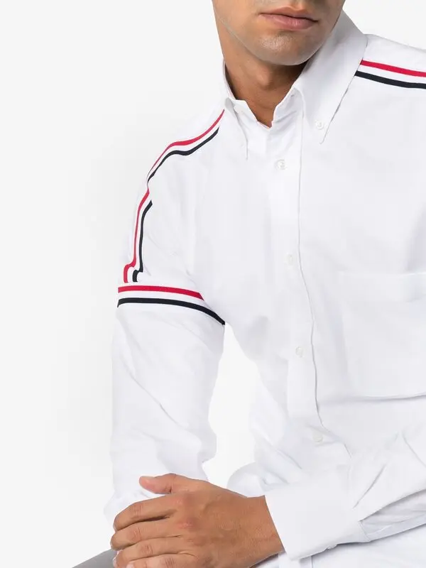 Thom Browne Seamed Elastic Stripe Oxford Shirt - White