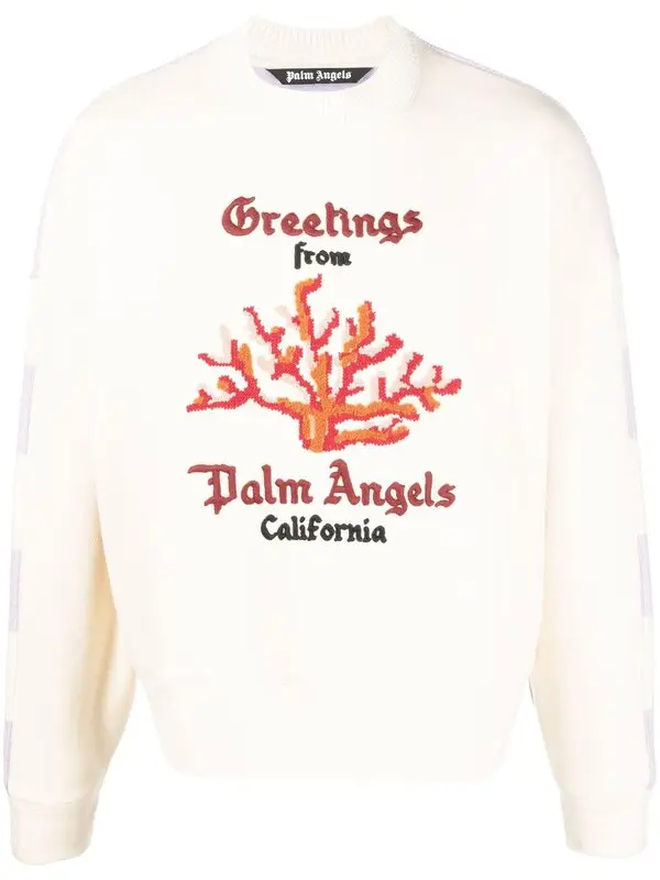 Palm Angels Coral Mix Knit Sweatshirt - Neutrals