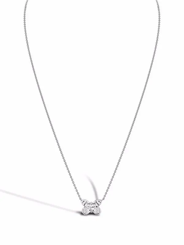 PRAGNELL 18kt White Gold Diamond Butterfly Pendant Necklace - Silver