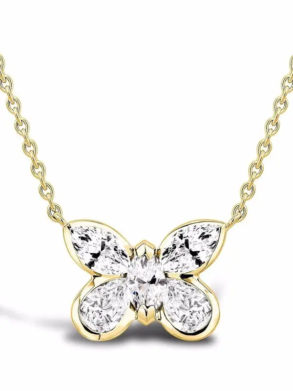 PRAGNELL 18kt Yellow Butterfly Diamond Pendant Necklace - Gold
