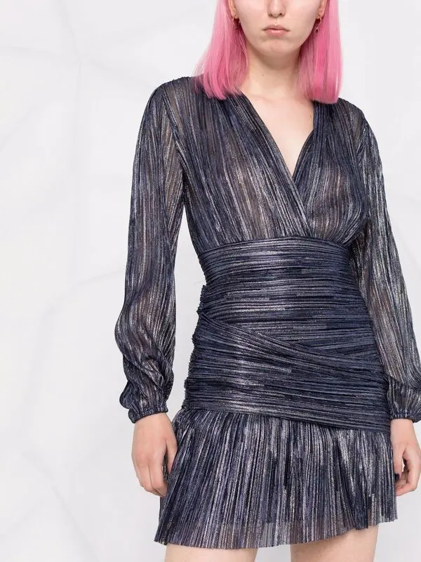 Maje Runny Draped Lurex Dress In Blue - 40% Off | Editorialist