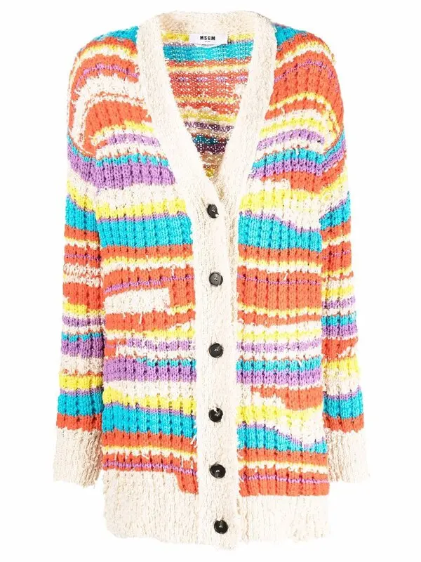MSGM Striped Chunky Knit Cardigan