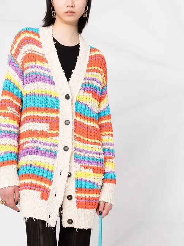 MSGM Striped Chunky Knit Cardigan