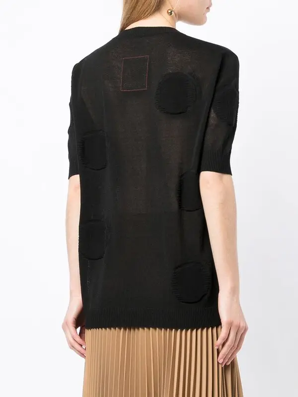 UMA WANG Circle-motif Knitted Top - Black