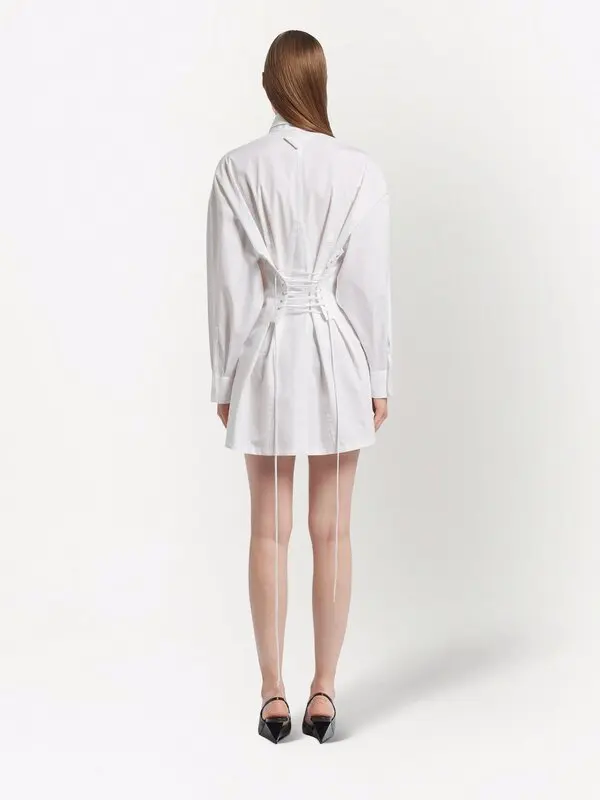 Prada Lace-up Cotton Shirt Dress
