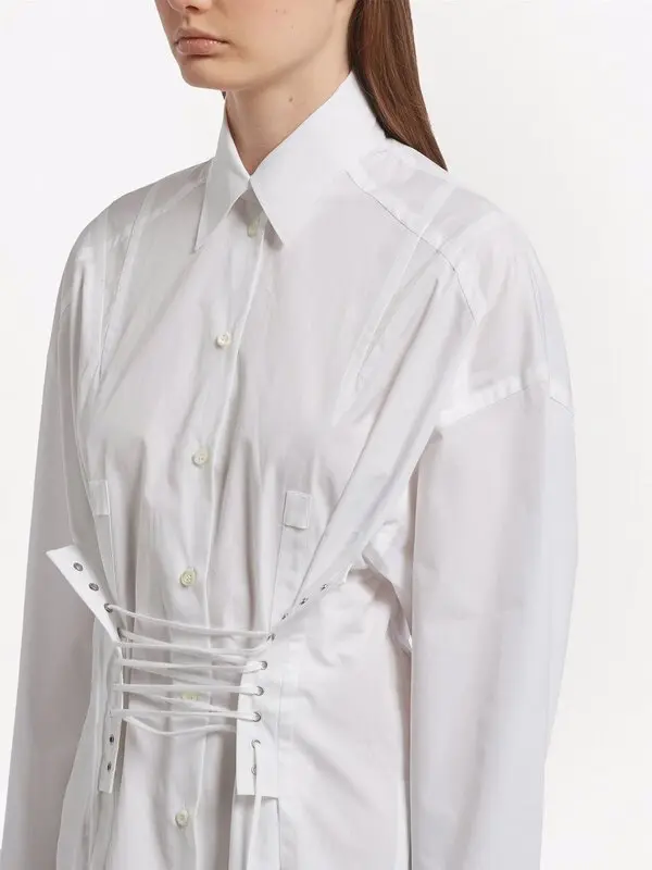 Prada Lace-up Cotton Shirt Dress