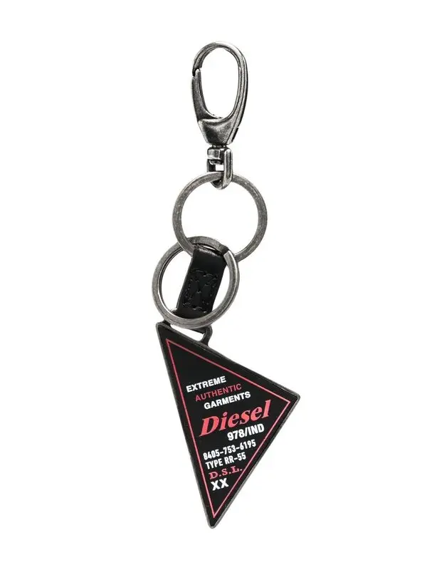 DIESEL® Logo-print Triangle-shape Keychain - Black
