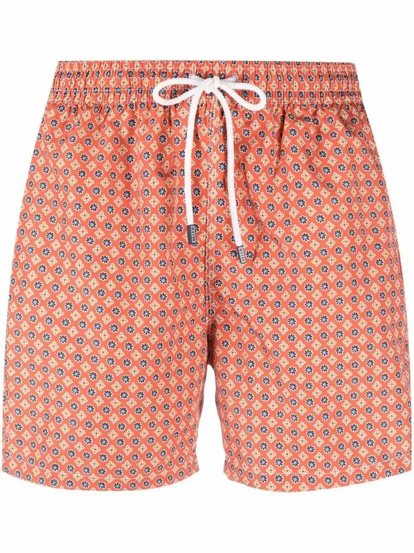Fedeli Graphic-print Swimshorts - Orange