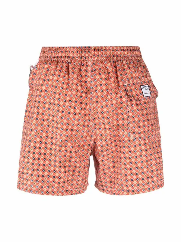 Fedeli Graphic-print Swimshorts - Orange