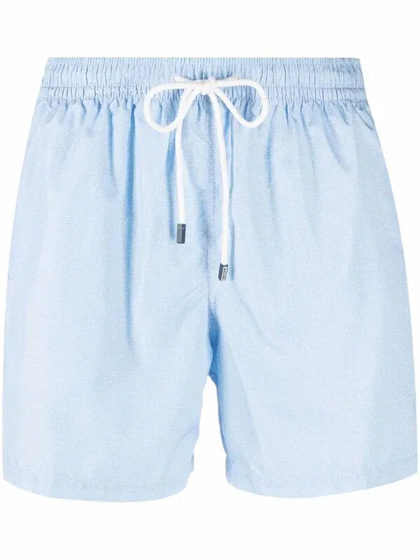 Fedeli Tonal-print Swim Shorts - Blue