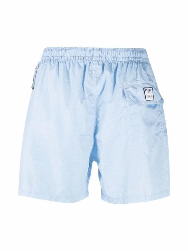 Fedeli Tonal-print Swim Shorts - Blue