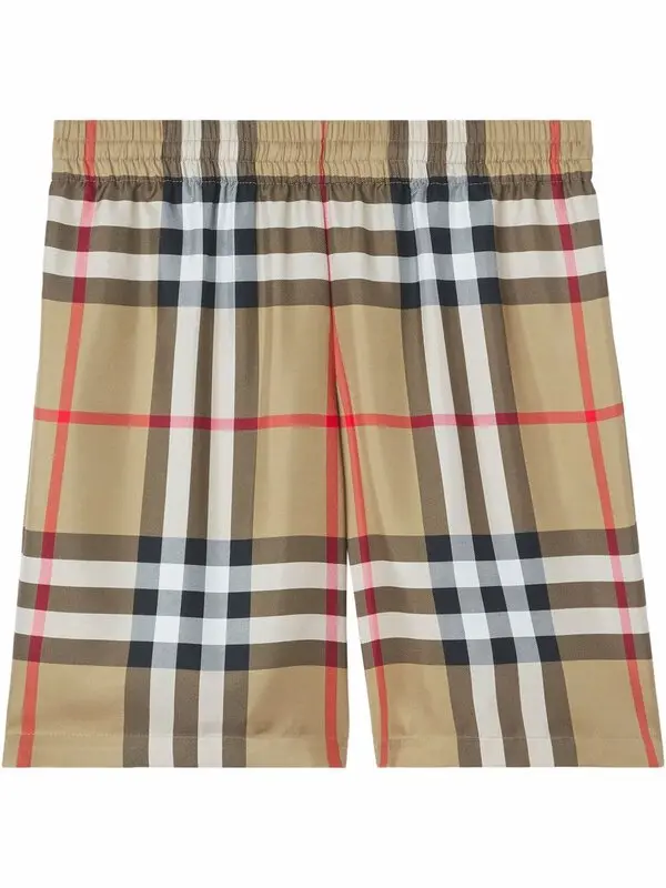 Burberry Check-print Silk Shorts