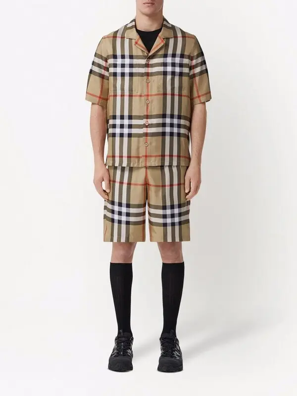 Burberry Short-sleeve Check Silk Shirt