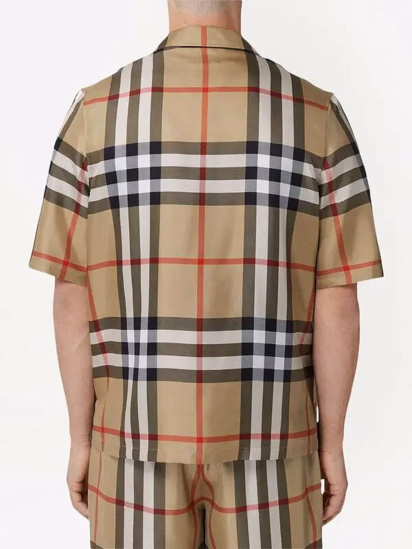 Burberry Short-sleeve Check Silk Shirt