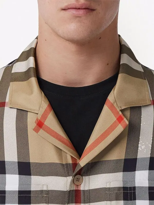 Burberry Short-sleeve Check Silk Shirt