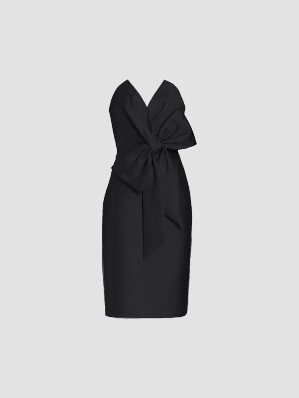 Badgley Mischka Bow Front Mikado Dress