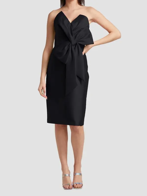 Badgley Mischka Bow Front Mikado Dress