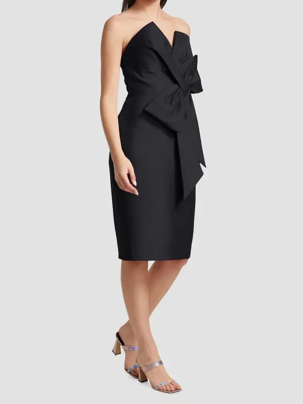 Badgley Mischka Bow Front Mikado Dress