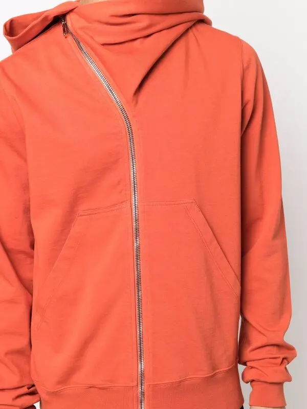 Rick Owens Draped Pointed Zip Hoodie In Orange - 60% Off
