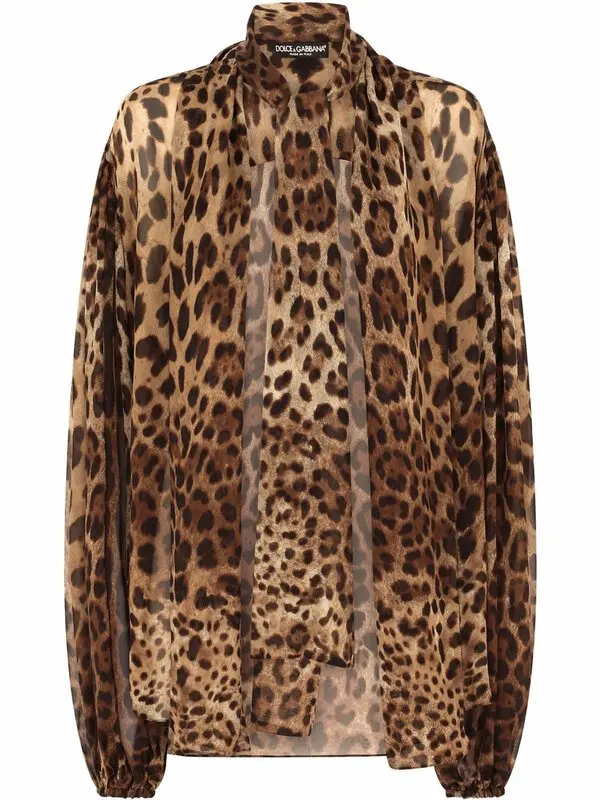 Dolce & Gabbana Leopard-print Chiffon Blouse - Brown