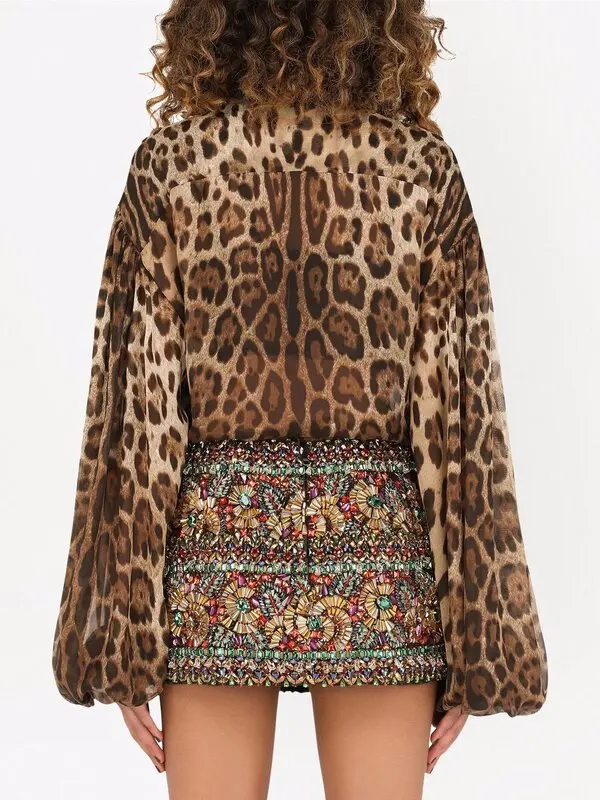 Dolce & Gabbana Leopard-print Chiffon Blouse - Brown