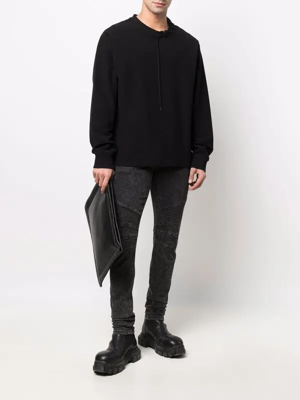 Balmain Ribbed Slim-cut Jeans - Black