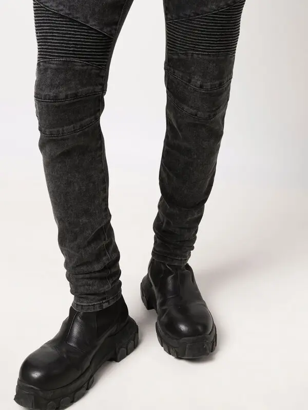 Balmain Ribbed Slim-cut Jeans - Black
