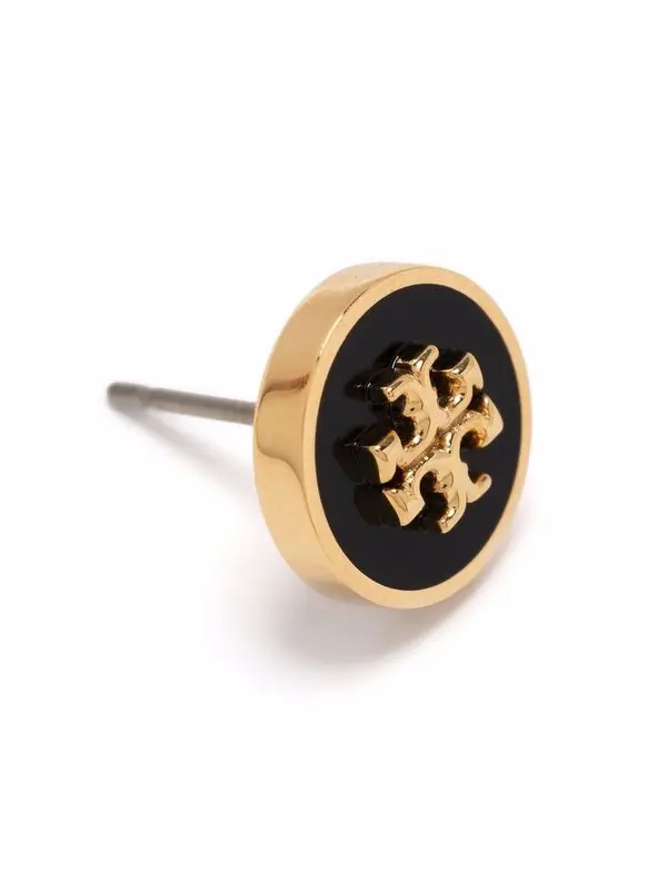 Tory Burch Kira Enamel Stud Earrings - Black | Editorialist