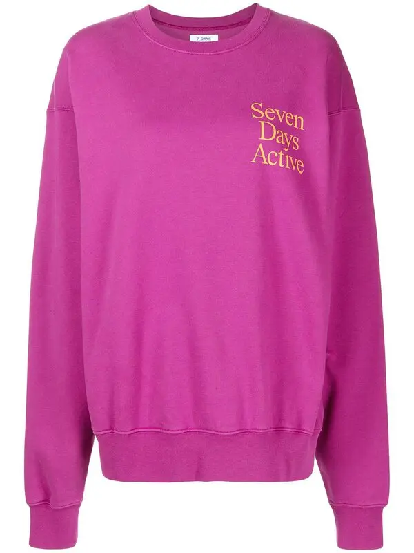 7 DAYS ACTIVE Logo-print Crew Neck Sweatshirt - Purple