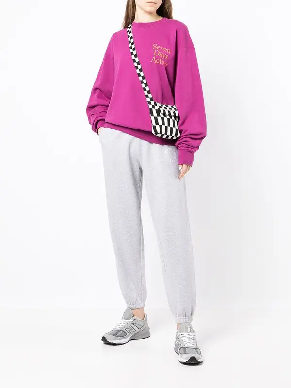 7 DAYS ACTIVE Logo-print Crew Neck Sweatshirt - Purple
