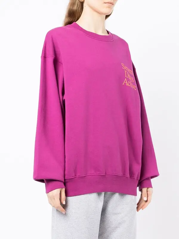 7 DAYS ACTIVE Logo-print Crew Neck Sweatshirt - Purple