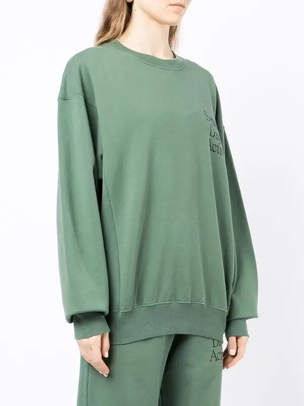 7 DAYS ACTIVE Logo-print Crew Neck Sweatshirt - Green