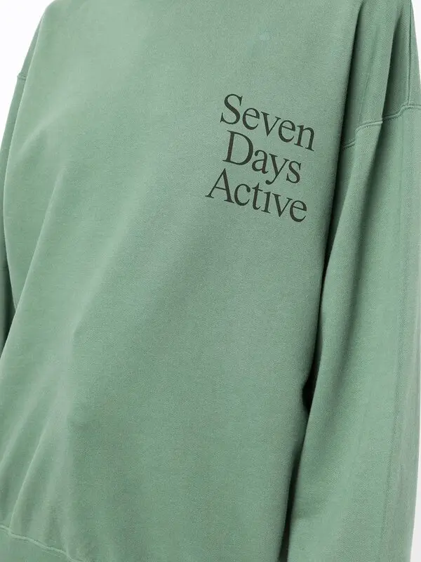 7 DAYS ACTIVE Logo-print Crew Neck Sweatshirt - Green