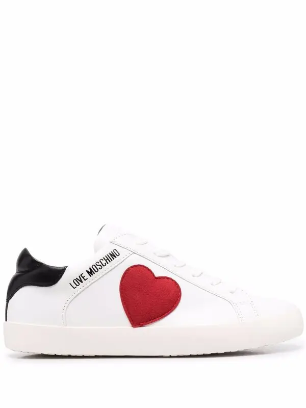 Moschino Leather Heart Patch Sneakers