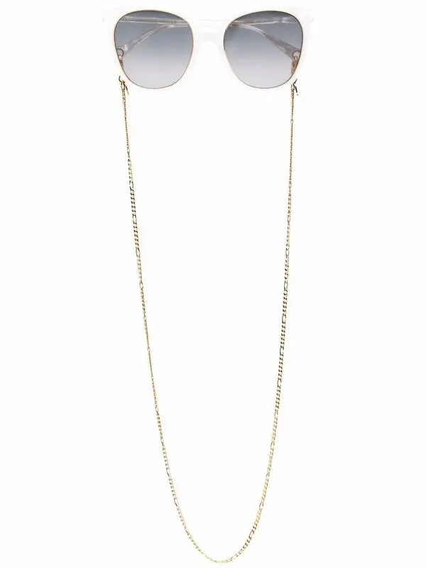 Gucci Round-frame Chain Sunglasses - White
