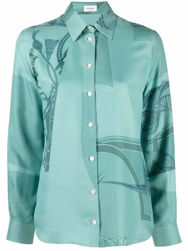 FERRAGAMO Graphic-print Silk Shirt