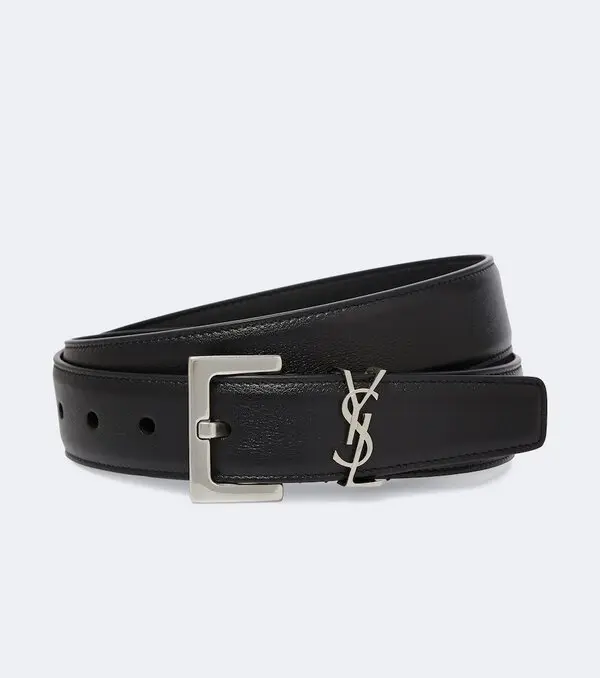 Saint Laurent Cassandre 30 Leather Belt - Black