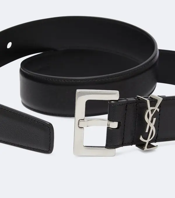 Saint Laurent Cassandre 30 Leather Belt - Black