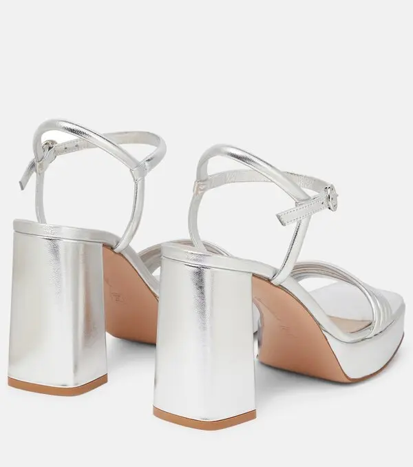 GIANVITO ROSSI Lena Leather Sandals - Silver