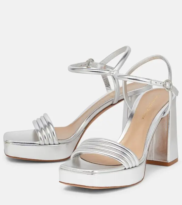 GIANVITO ROSSI Lena Leather Sandals - Silver