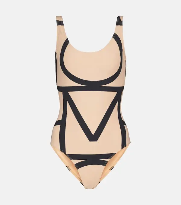 TOTEME Logo Swimsuit - Beige