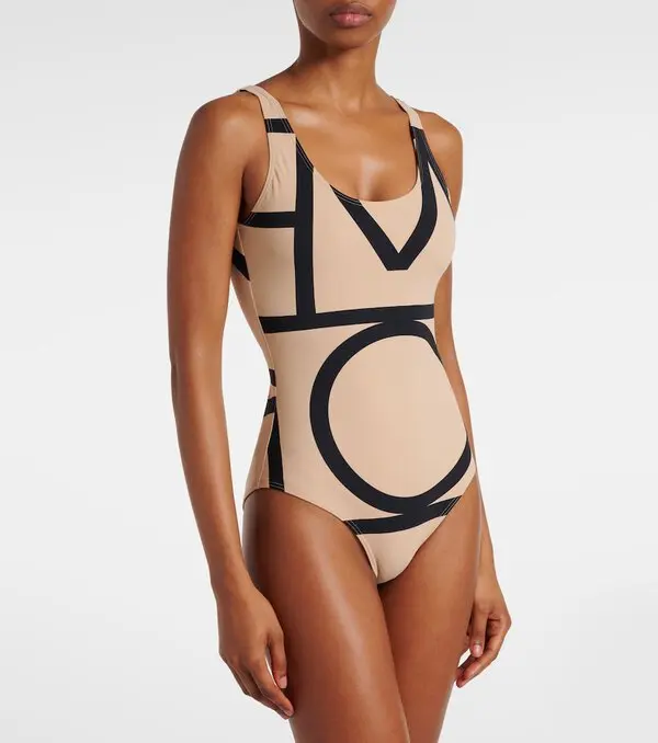 TOTEME Logo Monogram One-piece Swimsuit - Beige