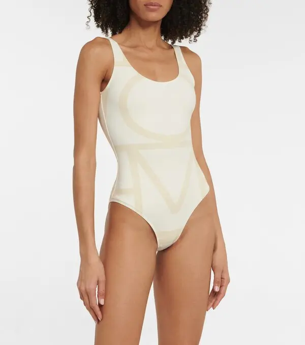TOTEME Logo Monogram One-piece Swimsuit - Beige