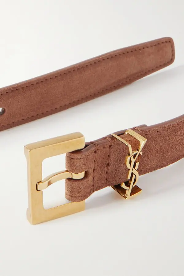 Saint Laurent Monogramme Suede Belt - Red