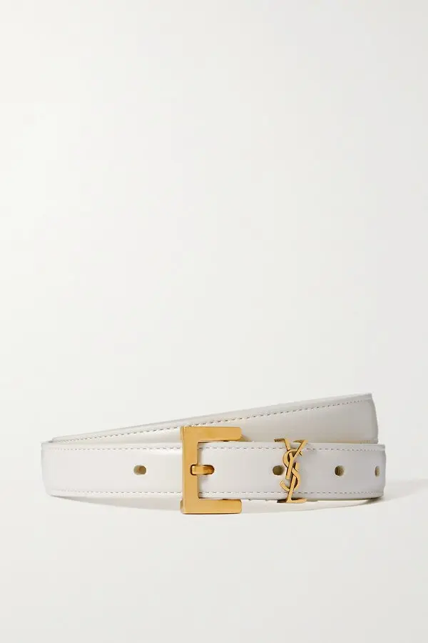 Saint Laurent Cassandre Leather Belt - Off-white